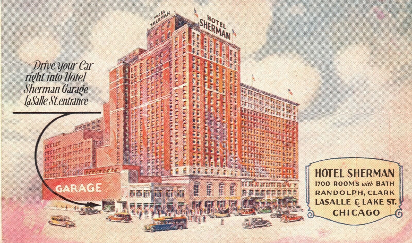 Vintage Postcard Hotel Sherman Rooms Bath Randolph Clark Chicago ...