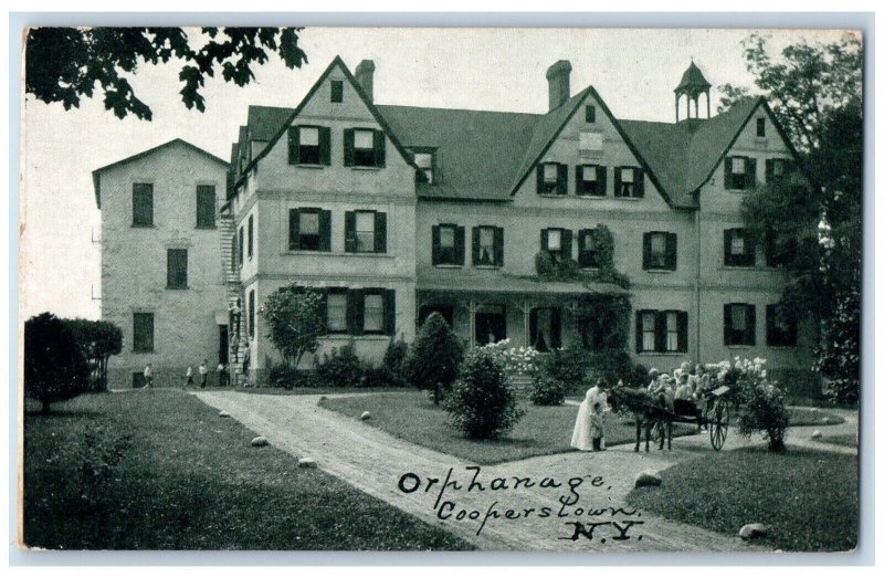 1910 Orphanage Building Exterior Children Horse Cooperstown New York NY ...