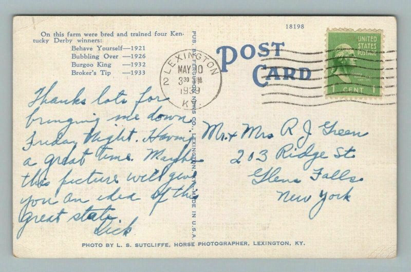 View of Idle Hour Farm Lexington Bradley Kentucky Postcard | United ...