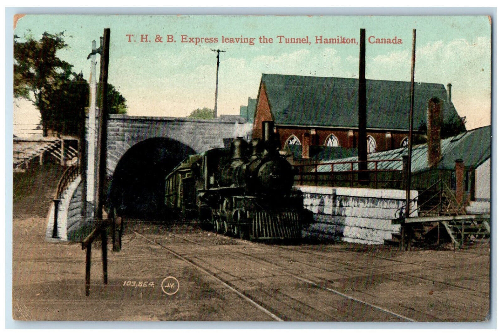 1911 TH & B Express Leaving The Tunnel Hamilton Ontario Canada Postcard ...