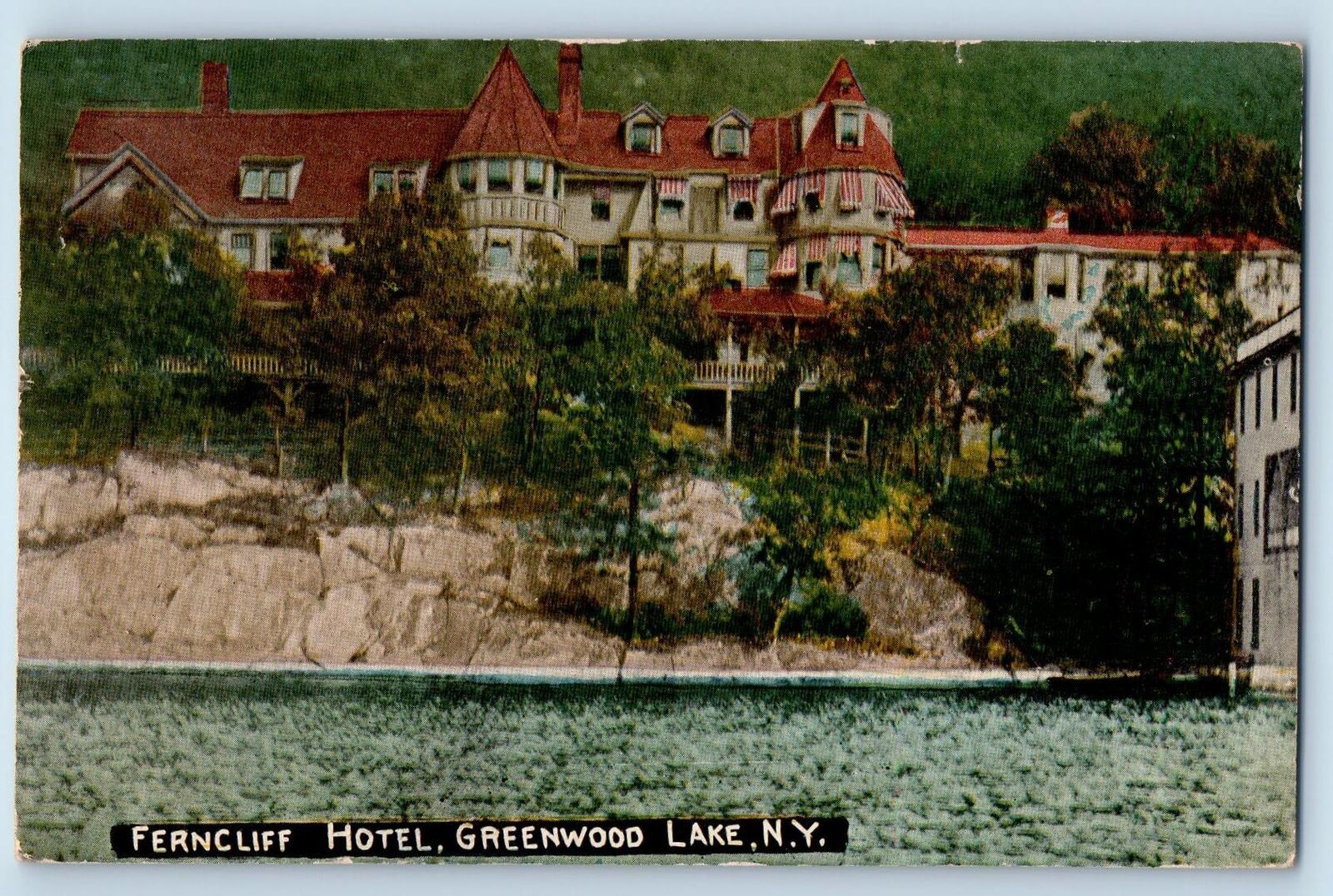 1914 Ferncliff Hotel Restaurant Building Tower Greenwood Lake New York ...