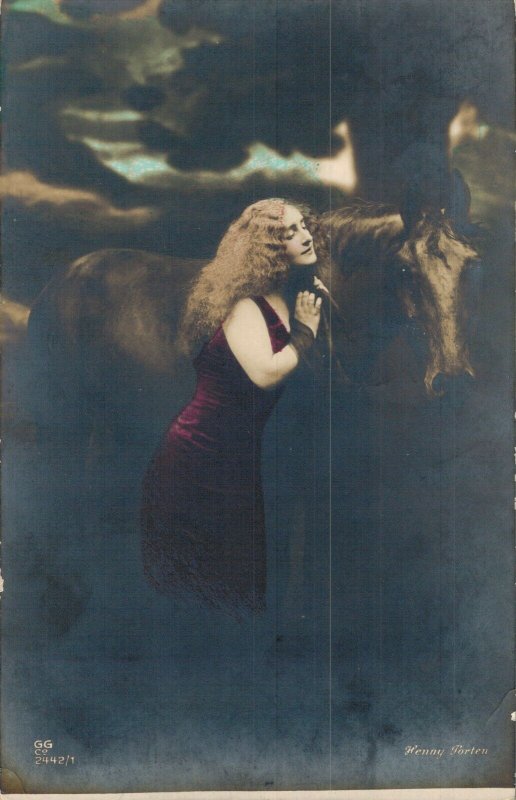 Victorian Style Woman Cuddling with Her Horse Vintage RPPC 07.92 | Asia ...