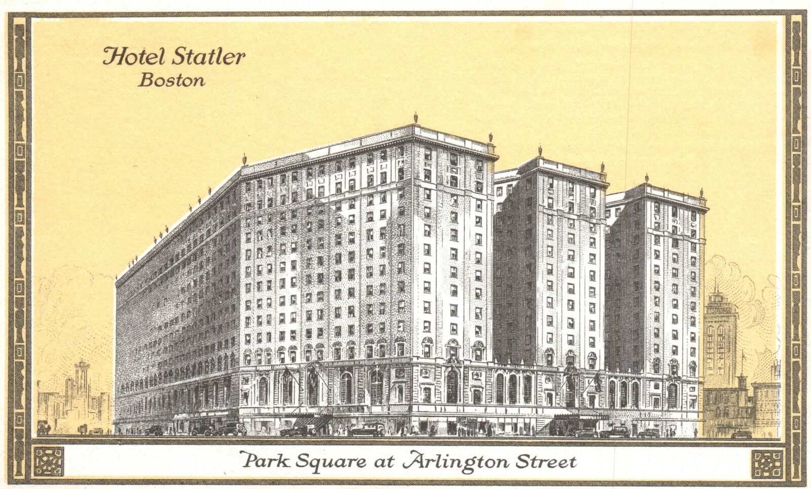 Vintage Postcard 1900's Hotel Statler Park Square Arlington Boston ...