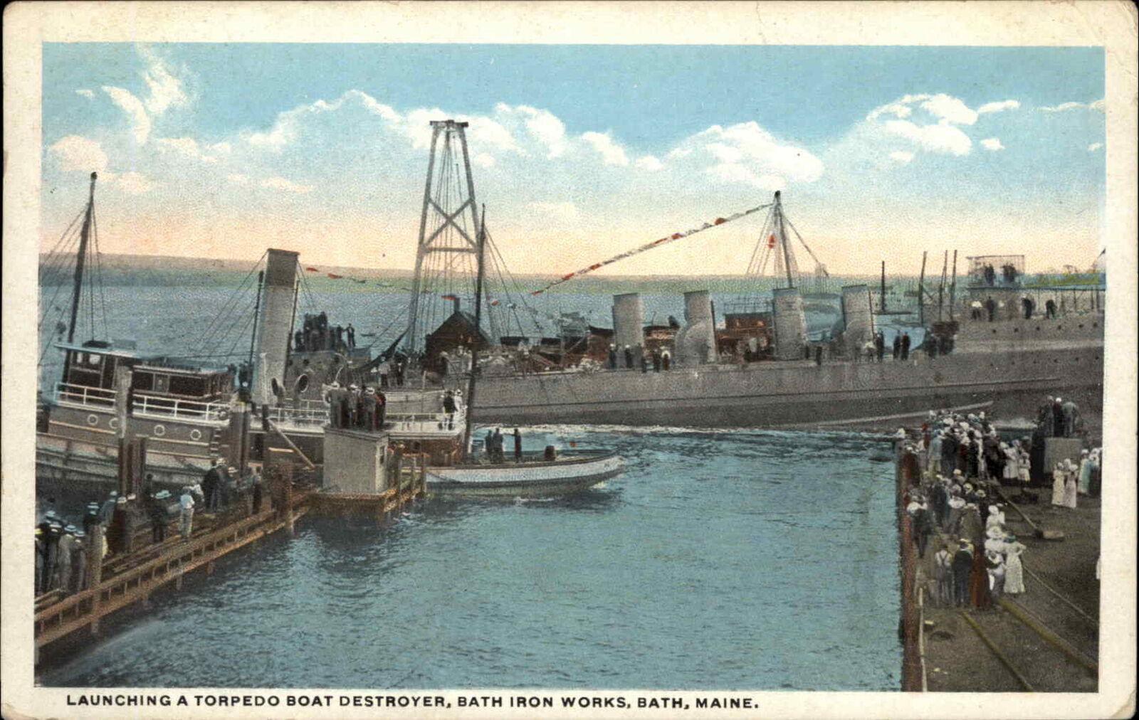 Bath Iron Works Maine ME Torpedo Boat Destroyer Vintage Postcard ...
