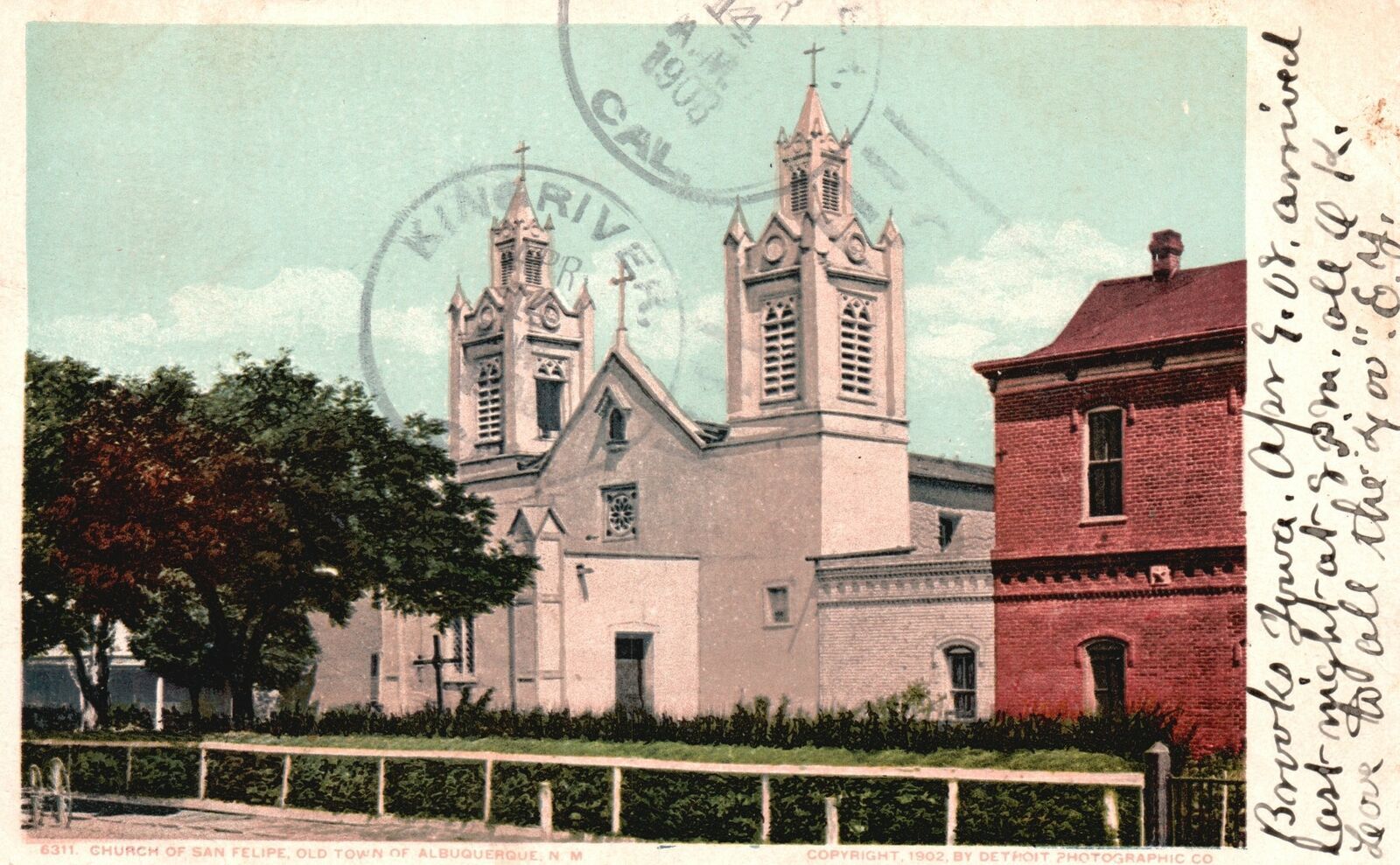 Vintage Postcard 1908 Church Of San Felipe Old Town Of Albuquerque New ...