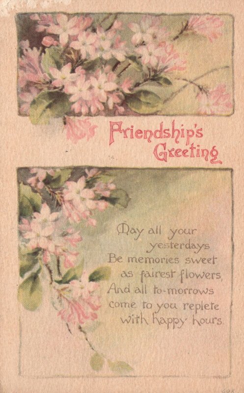 Vintage Postcard 1914 Friendship Greetings Messages Wishes Cherry ...