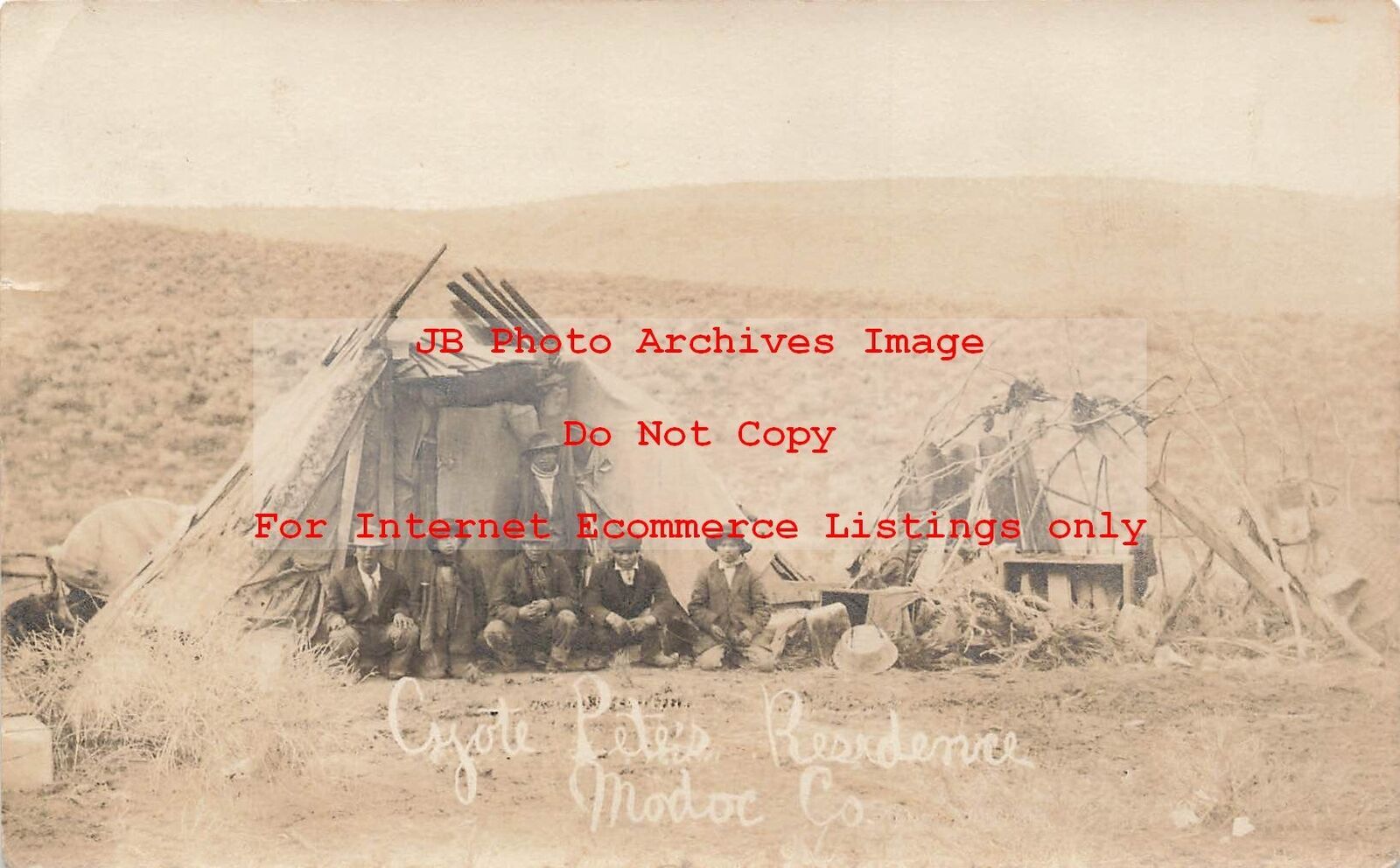 Native American Indians, RPPC, Modoc County, Coyote Pete's Residence ...
