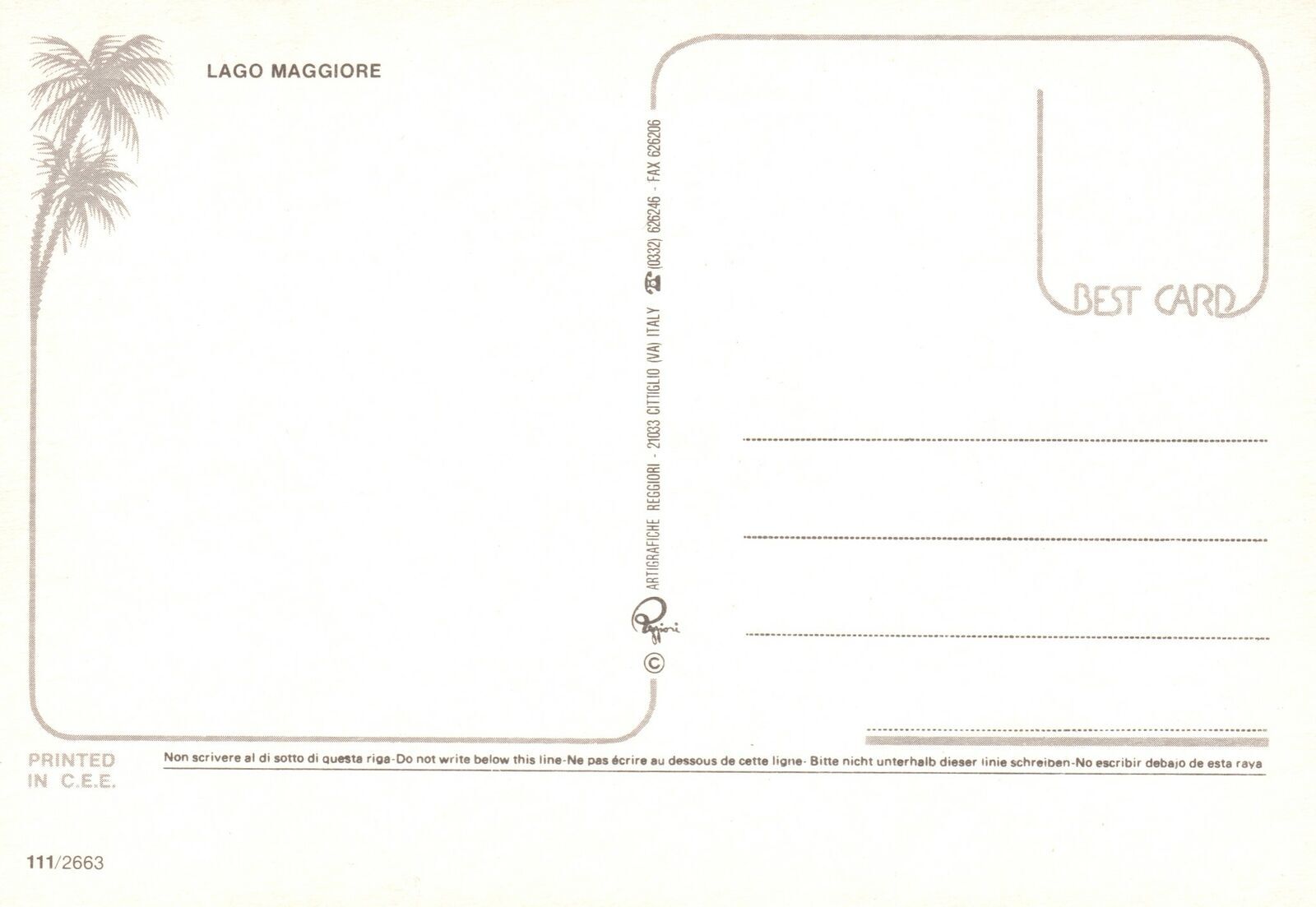 Postcard Lago Maggiore Large Lake South Side Of The Alps Europe ...