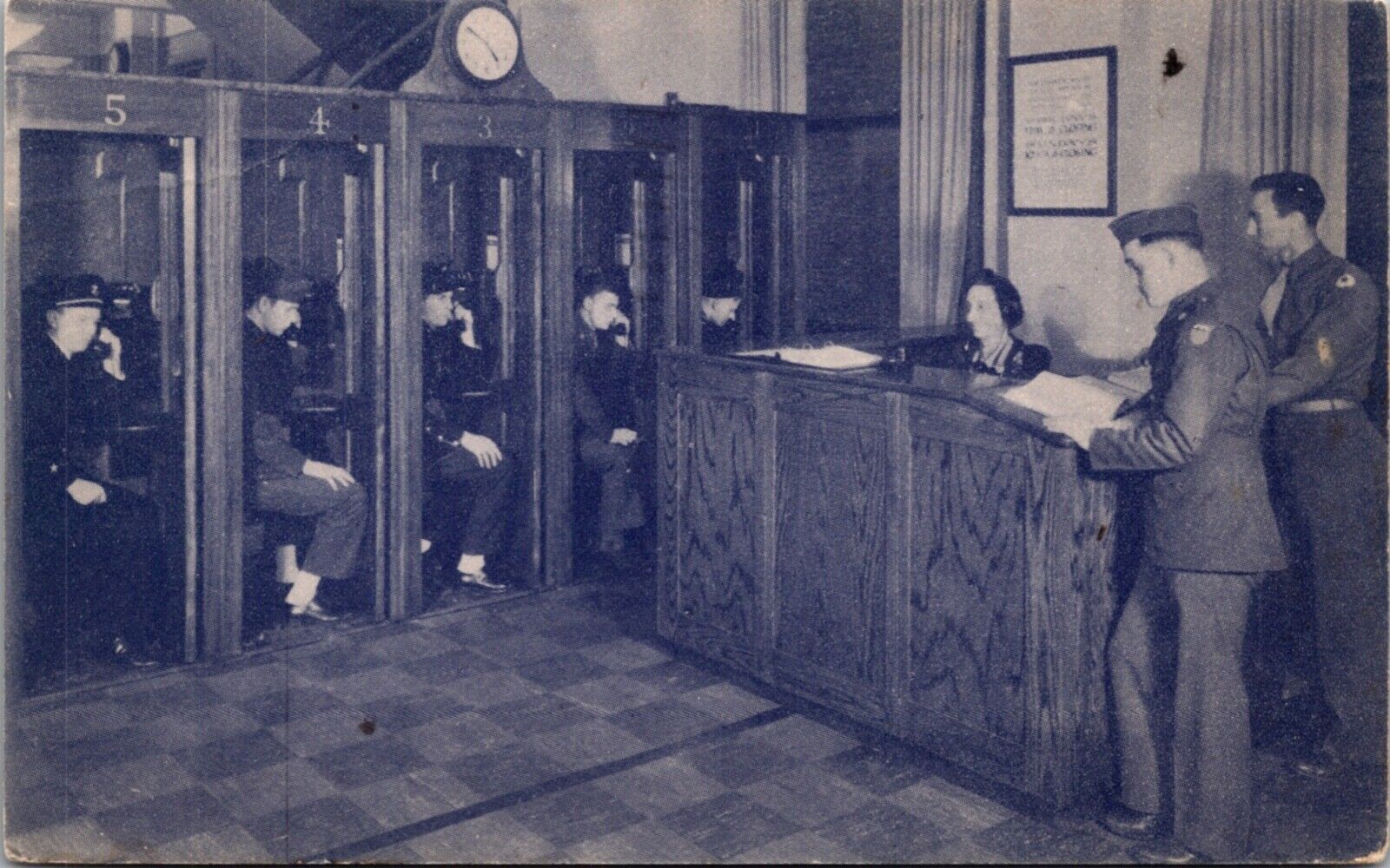 Postcard Telephone Center Wisconsin Telephone Co Armed Forces USO ...