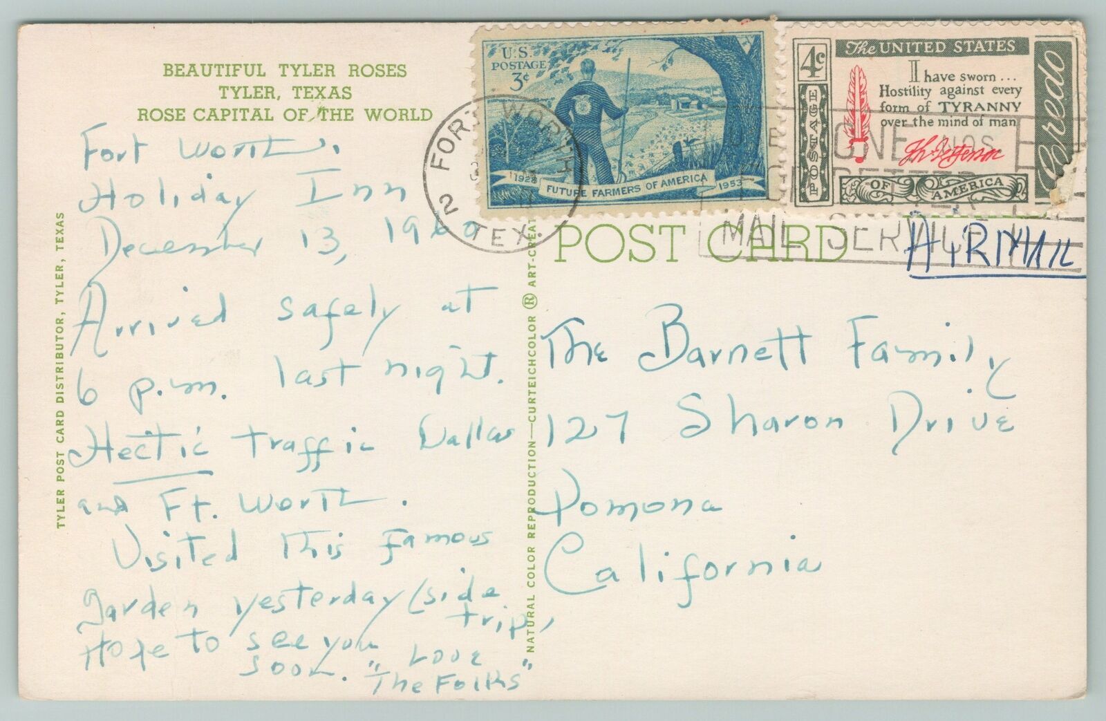 Tyler Texas~Tyler Roses Rose Capital of World~Vintage Postcard | United ...