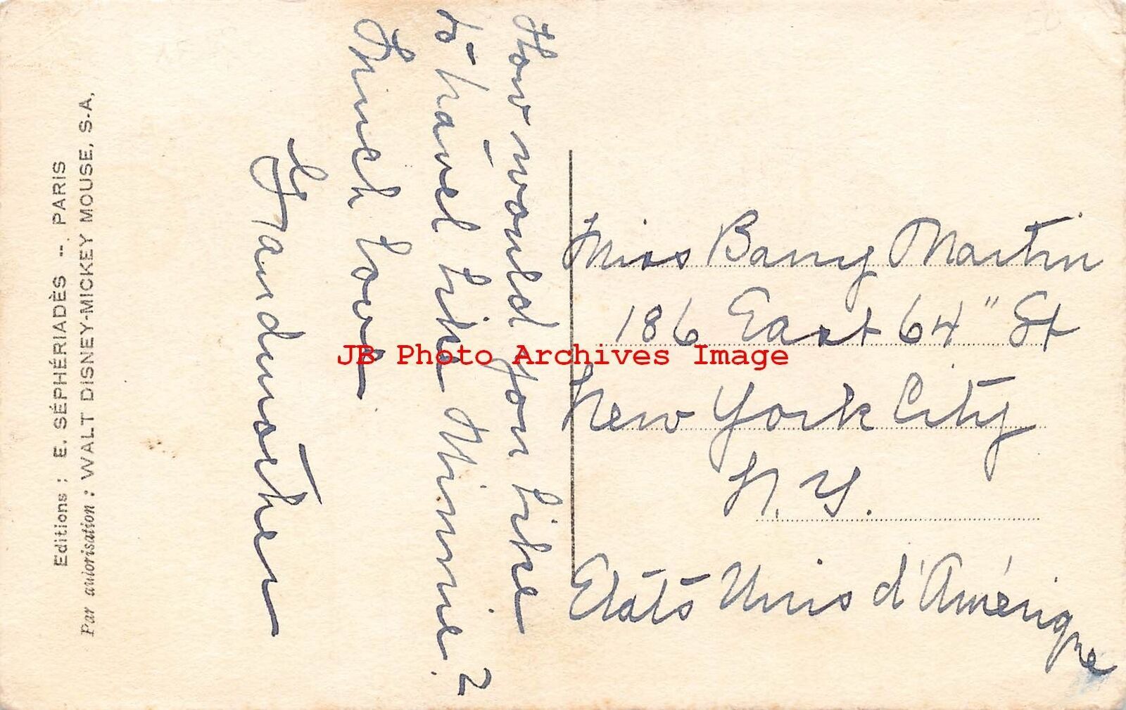 Disney, E Sepheriades Paris, Mickey Holding Rope Attached to Cart ...