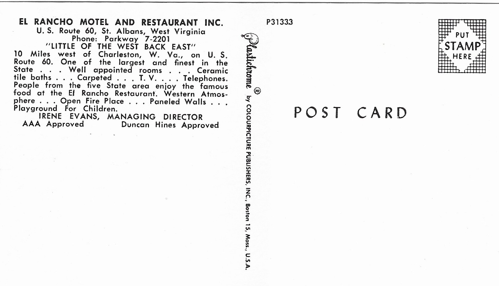 El Rancho Motel and Restaurant St Albans West Virginia | United States ...