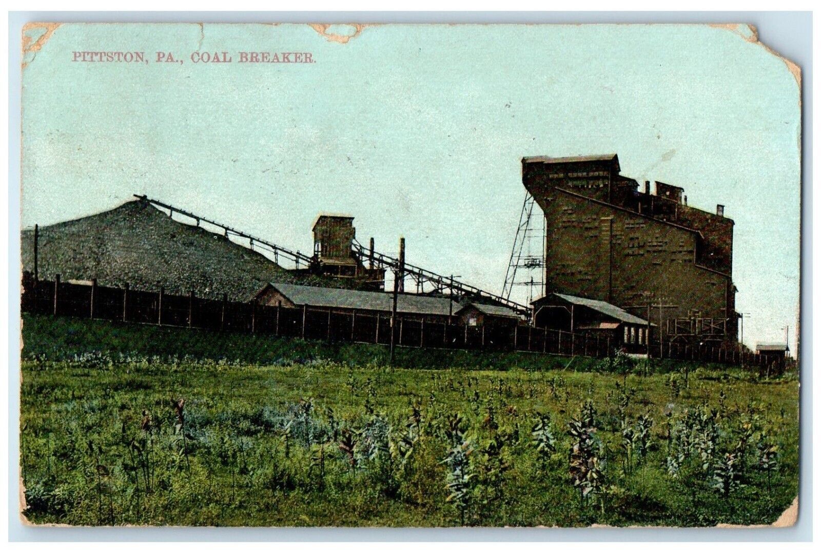 1910 Coal Breaker Exterior View Building Pittston Pennsylvania Vintage ...