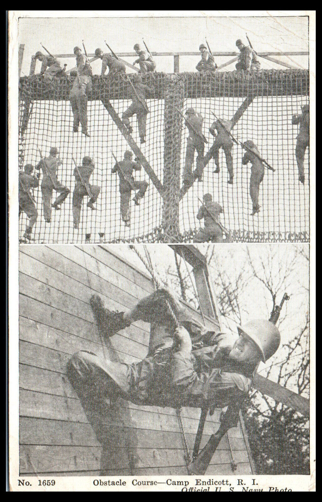 1940s WW2 Obstacle Course U.S. Navy Camp Endicott RI Postcard | United ...
