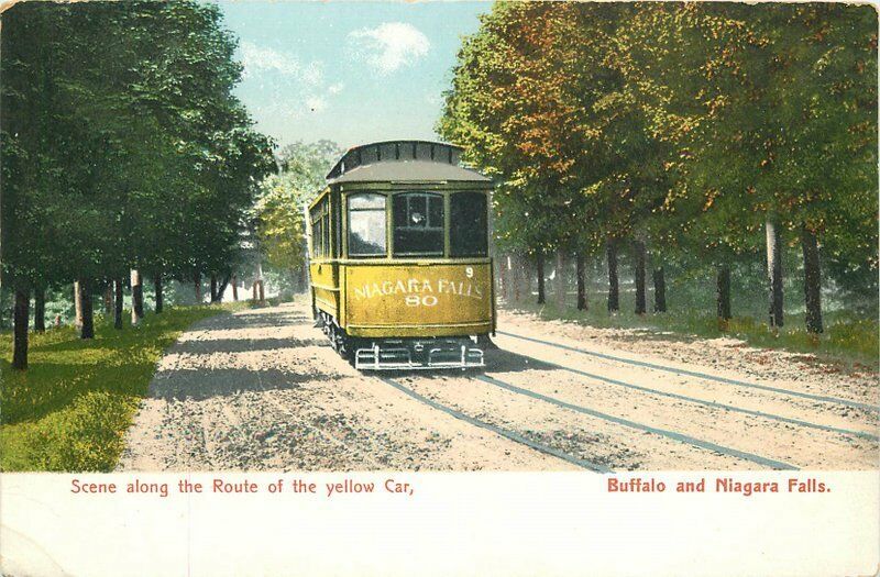 Buffalo Niagara Falls Yellow Car Trolley C-1910 Postcard 697 | United ...