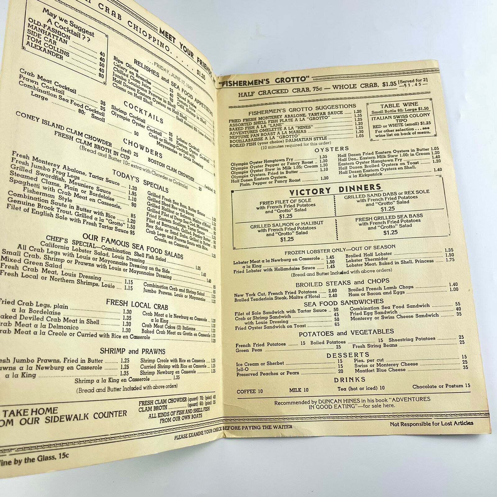 Vintage 1930s 40s Fisherman's Grotto No. 9 Fisherman's Wharf San ...