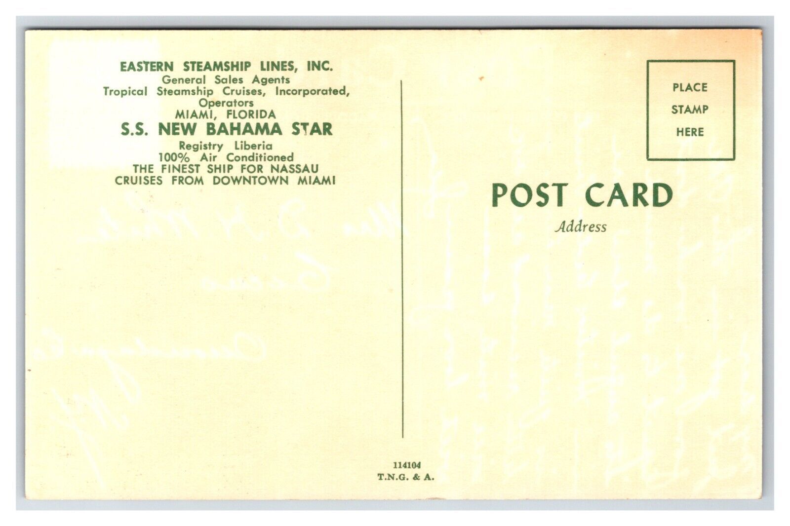 Eastern Steamship Lines Issued SS New Bahama Star Ship UNP Chrome ...