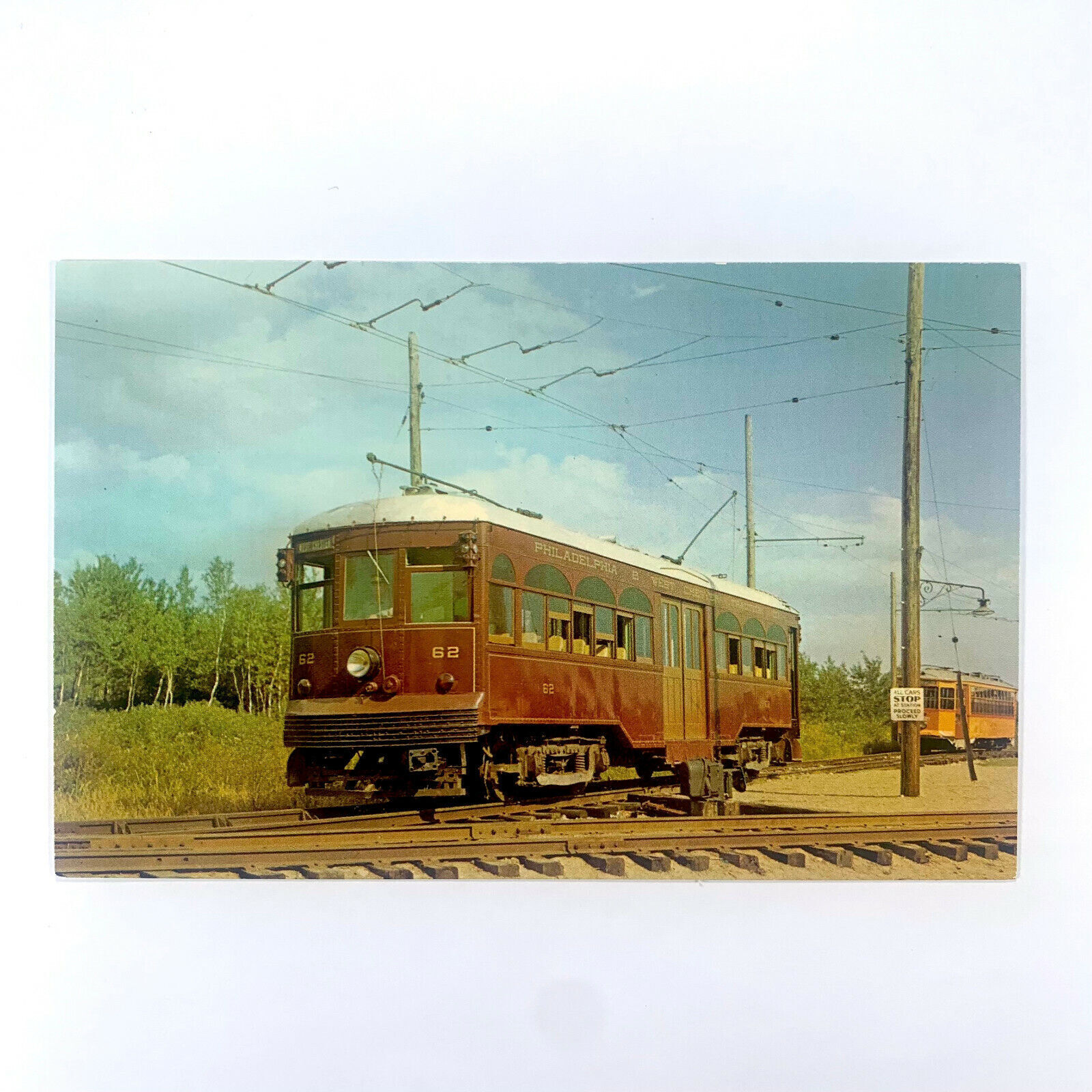 Postcard Railroad Train Philadelphia West Chester Trolley Red Arrow ...