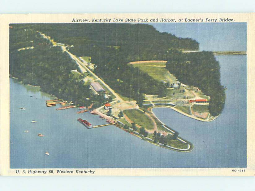 Linen AERIAL VIEW Kentucky Lake Park - New Concord & Hazel & Hamlin KY ...