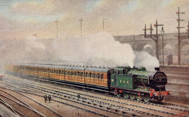GNR Train Leaving Kings Cross Railway Station Alpha Antique Postcard ...