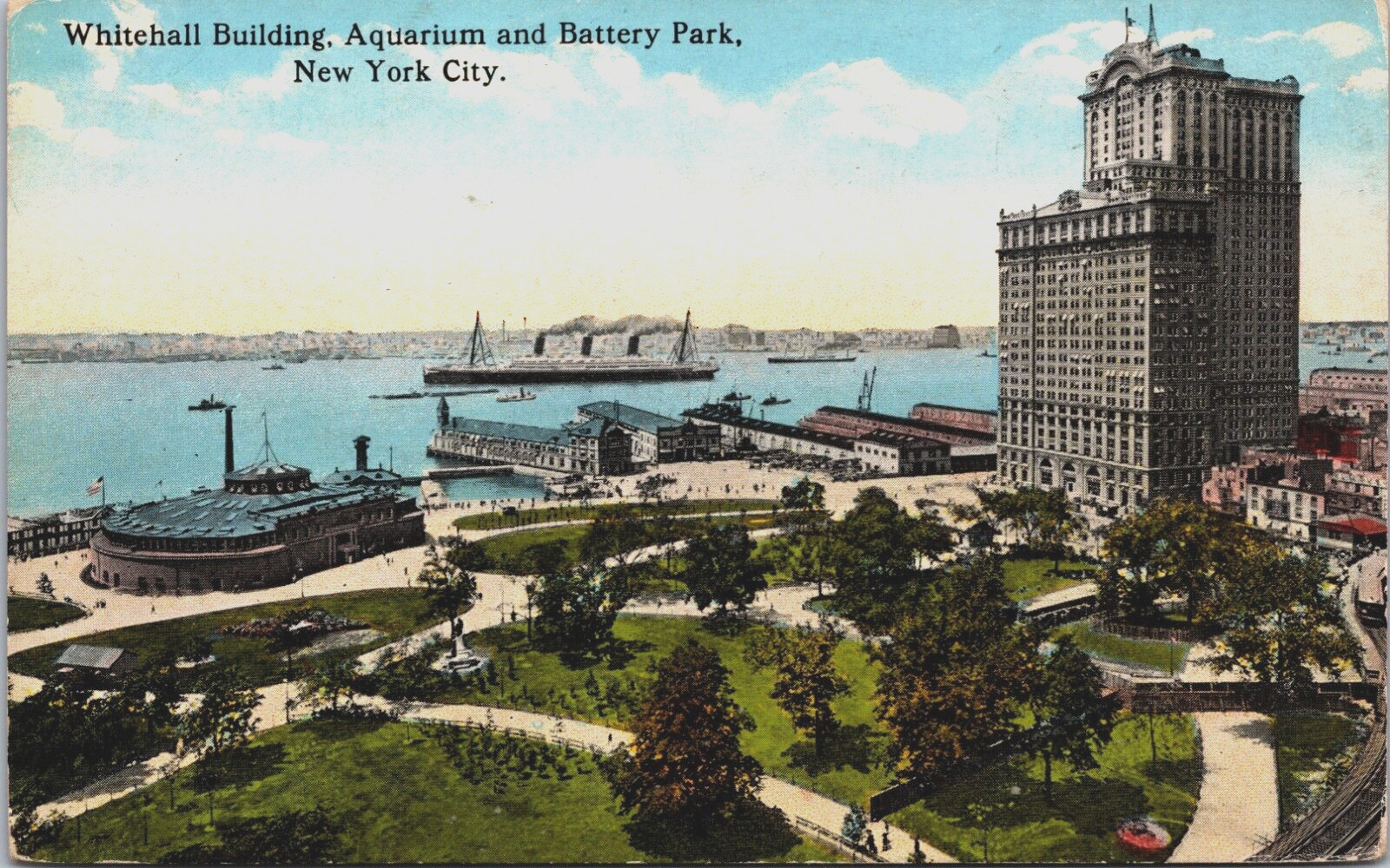 Whitehall Building Aquarium Battery Park New York City Vintage Postcard ...