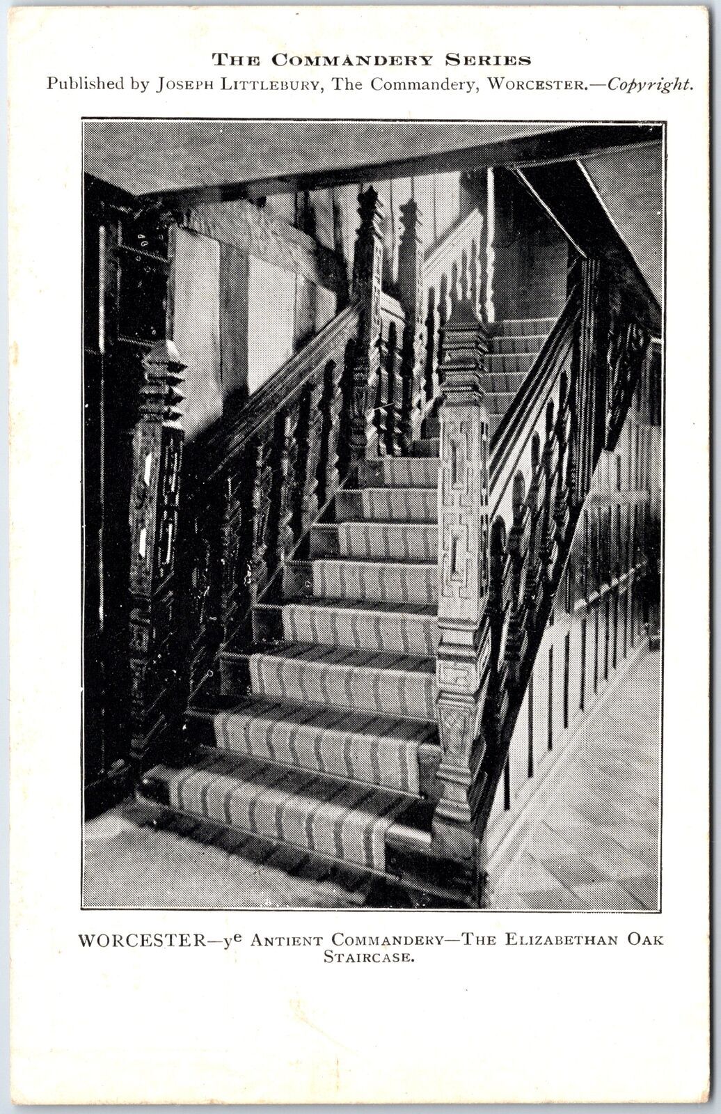 Vintage Postcard the Elizabethan OAK Staircase at Ancient Commandery ...