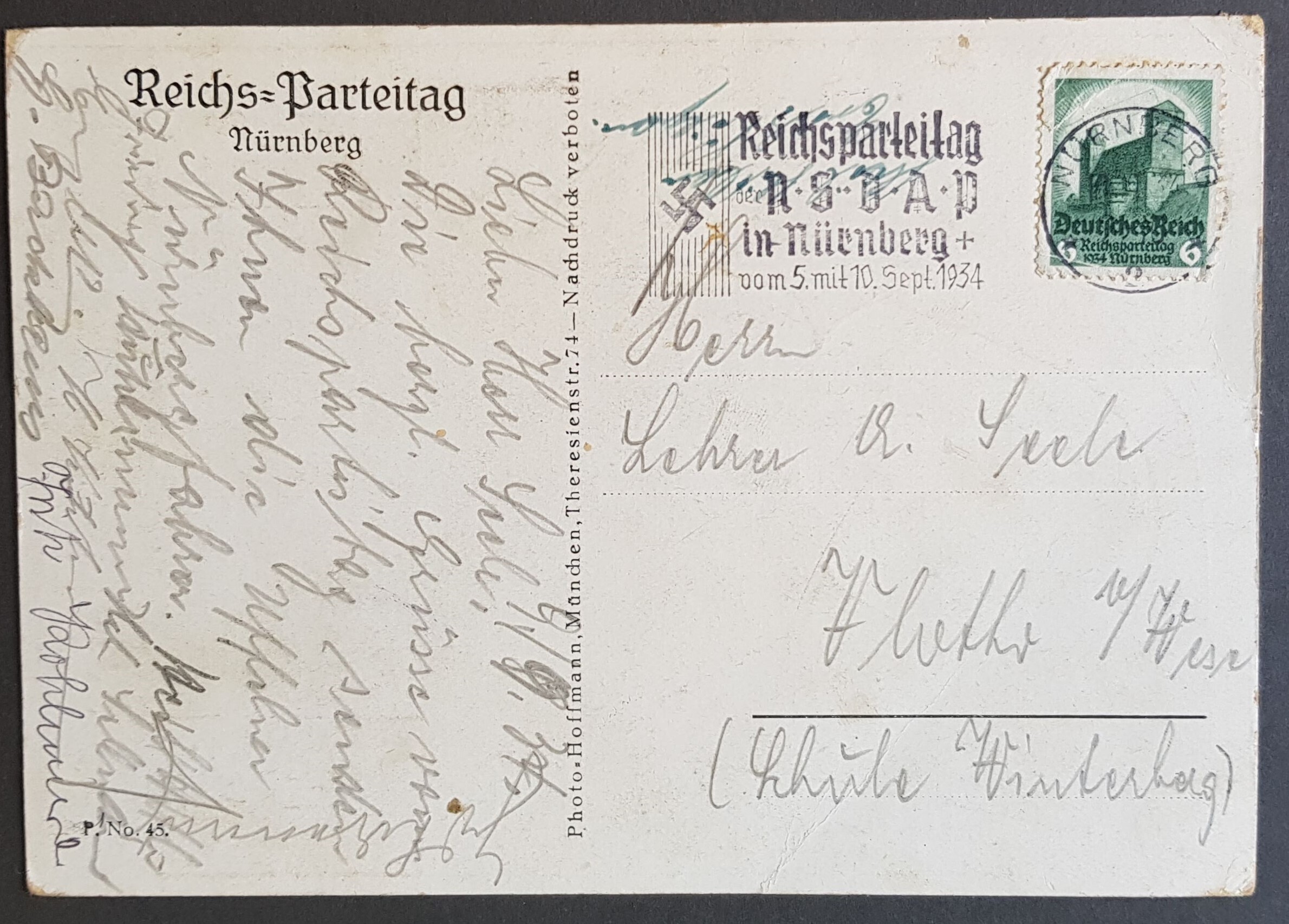 Third Reich Original Postcard Führer Adolf Hitler Nsdap Nurnberg Rally ...