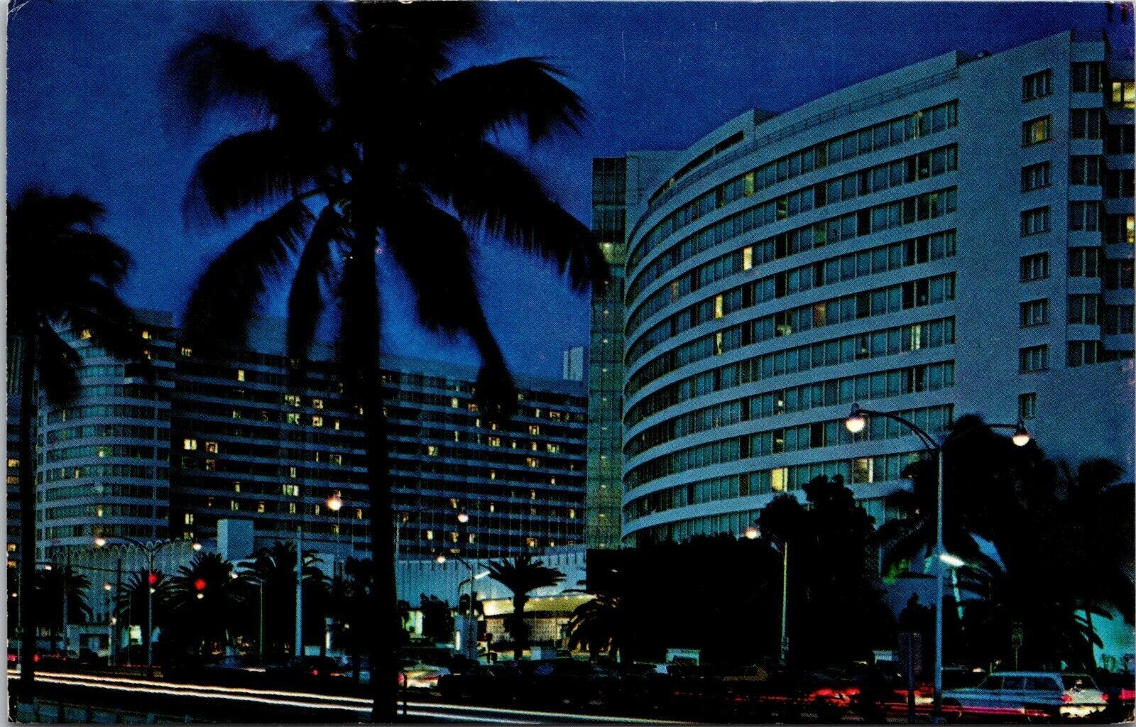 1980 FL Miami Florida, Night View of Miami Beach, Florida, Hotel Lights ...