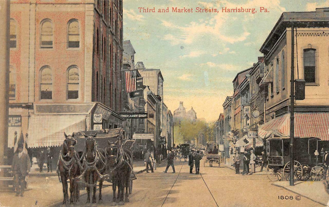 Third & Market Streets Harrisburg Pennsylvania Candy & Barber Shop Sign ...