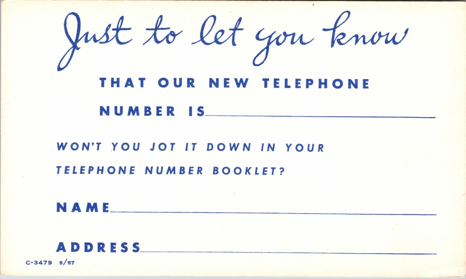 Vintage Postcard Typical 1960s Change Telephone Number Notice | Other ...