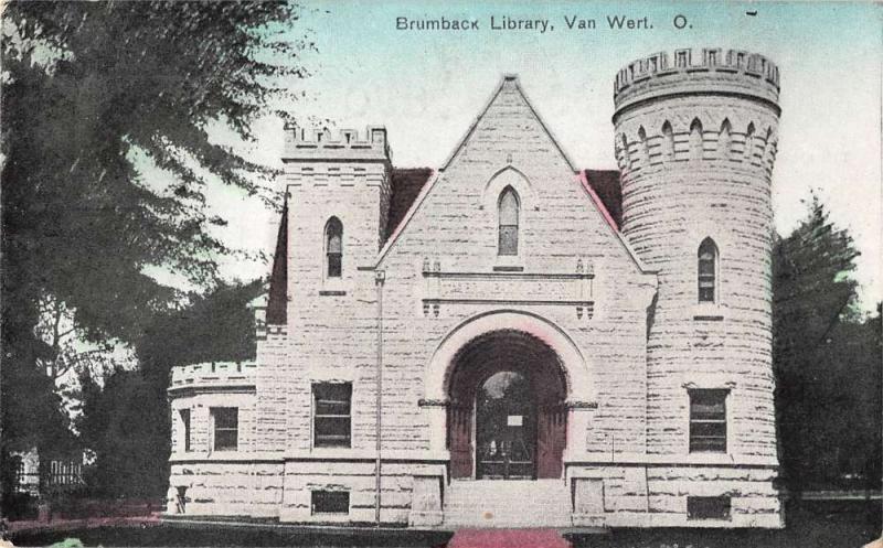 Van Wert Ohio birds eye view Brumback Library antique pc Y11070 ...