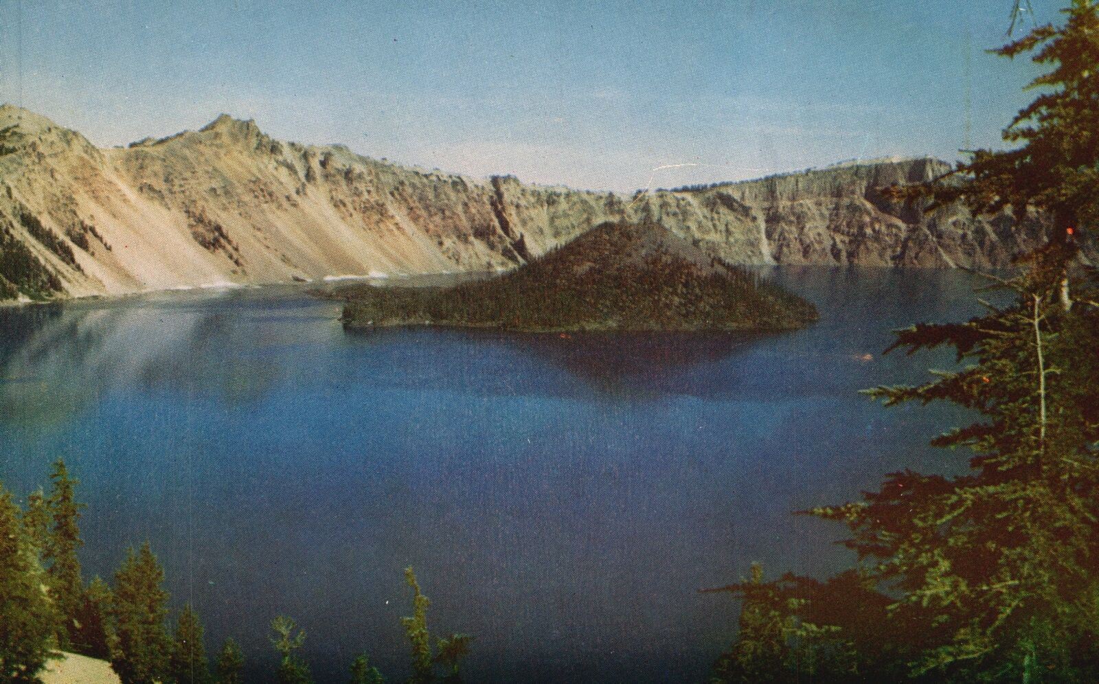 Vintage Postcard Crater Lake Towering Cliffs Volcanic Rock Wizard ...