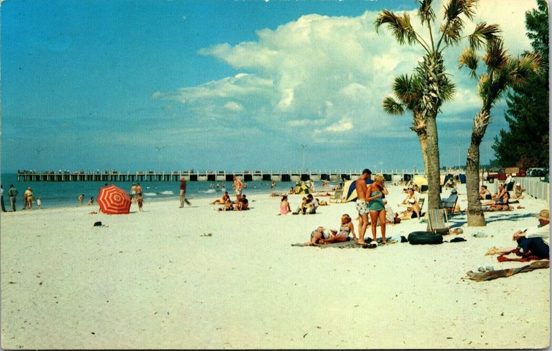 Clearwater Beach Scene Bathing Suits Ocean Pier Bridge Chrome VTG FL ...