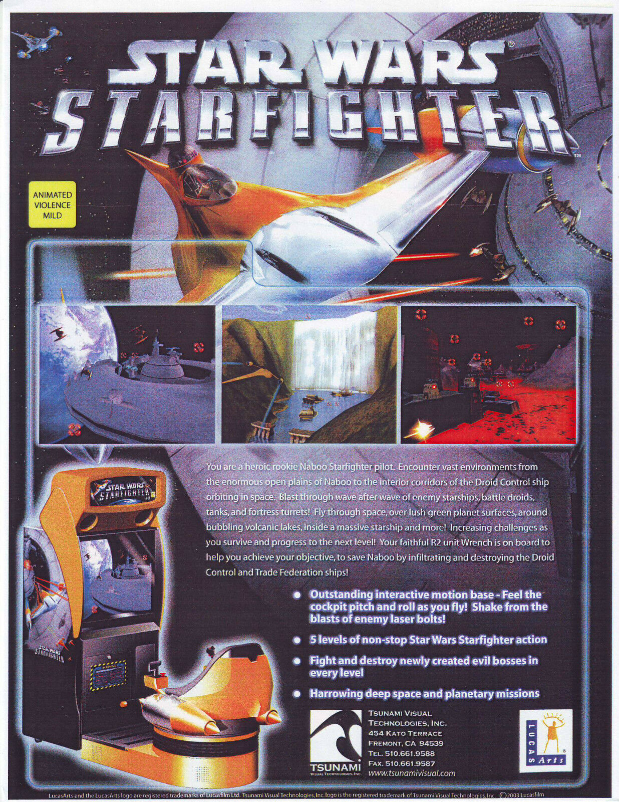 Star Wars Starfighter Arcade FLYER Original NOS Tsunami 2003 Paper ...
