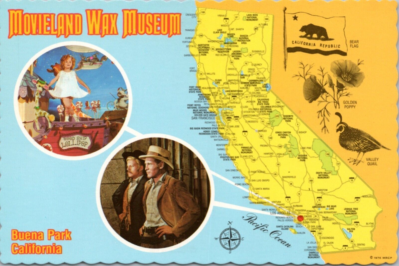 Postcard California Map - Buena Vista - Movieland Wax Museum | United ...