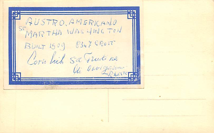 SS Martha Washington Cosulich Line Ship Unused | Topics - Other ...