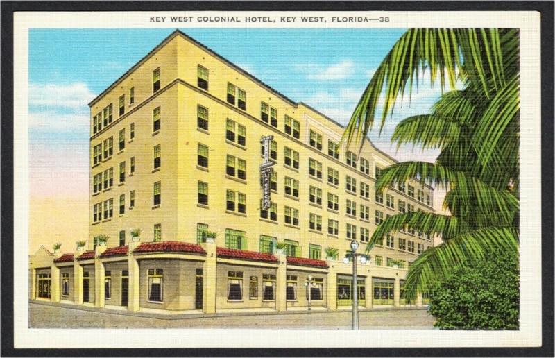 Key West FL Key West Colonial Hotel 1930s-1940s Linen Postcard by Kropp ...