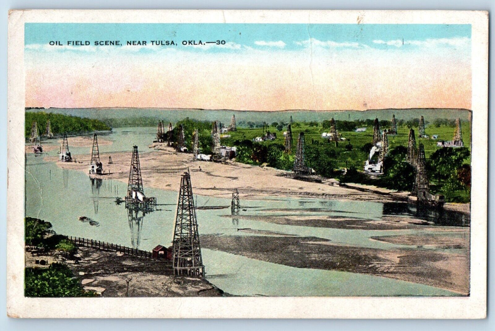 Tulsa Oklahoma Postcard Oil Field Scene Exterior Factory c1932 Vintage ...