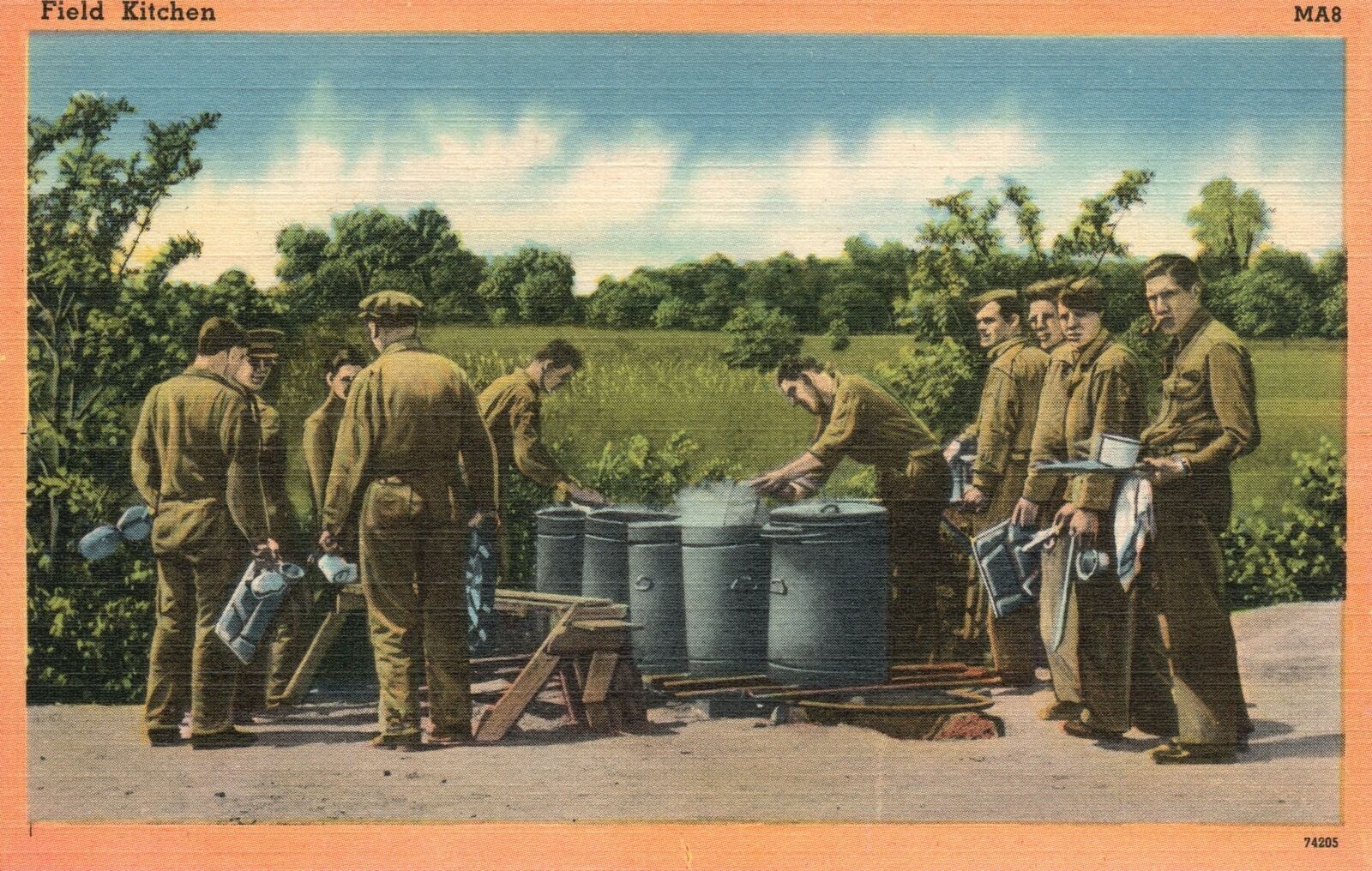 Vintage Postcard 1920's Field Kitchen Army Military Camp Rations Foods ...