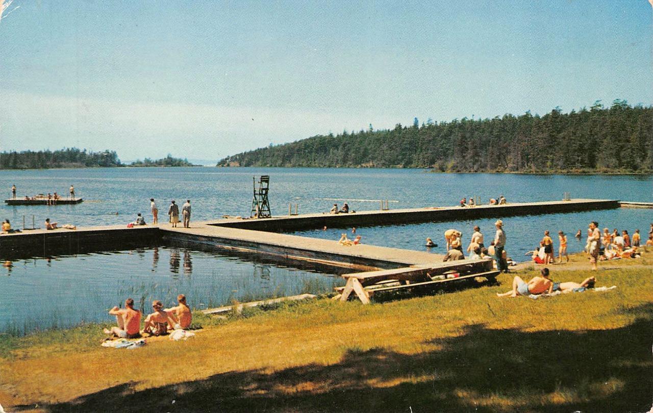 WA, Washington CRANBERRY LAKE Swimmers~Float Dock DECEPTION PASS 1957 ...