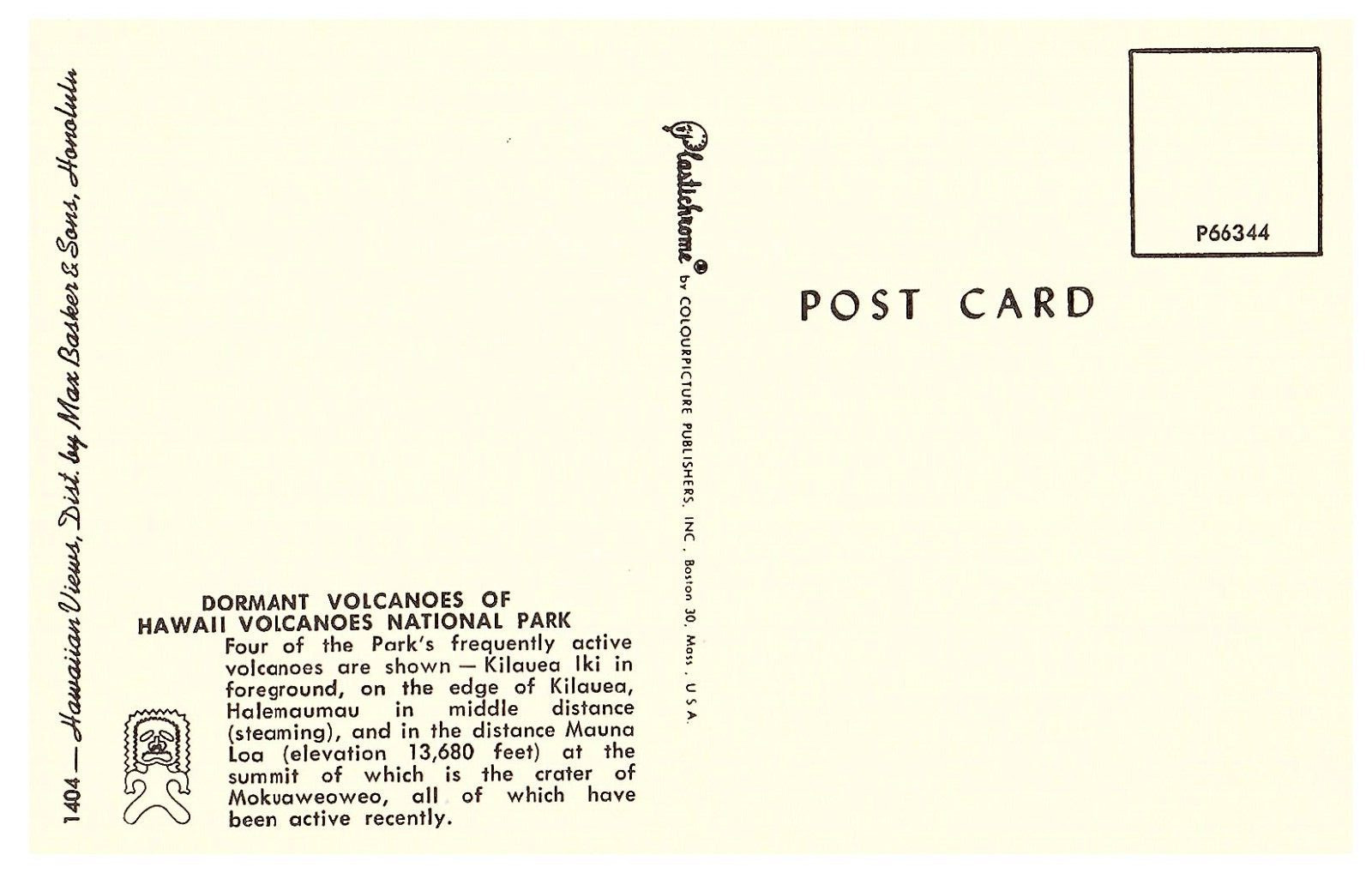 Dormant Volcanoes of Kilauea Volcano National Park Hawaii Postcard ...