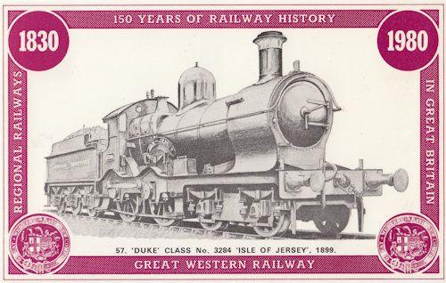 Duke Class 3284 Isle Of Jersey GWR Locomotive Train Postcard | Topics ...