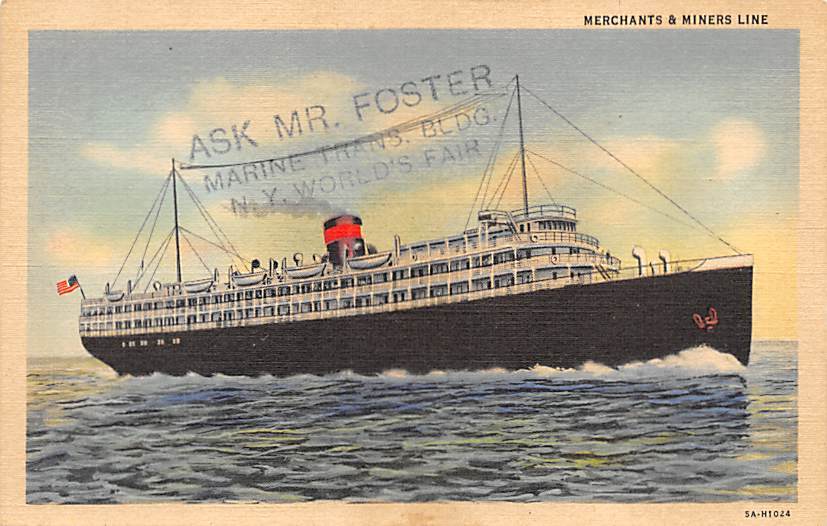 SS Dorchester Merchant & Miners Transportation CO Ship Line Ship ...