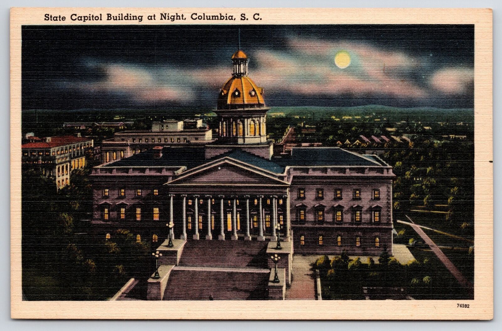 Vintage Postcard State Capitol Building at Night Columbia South ...