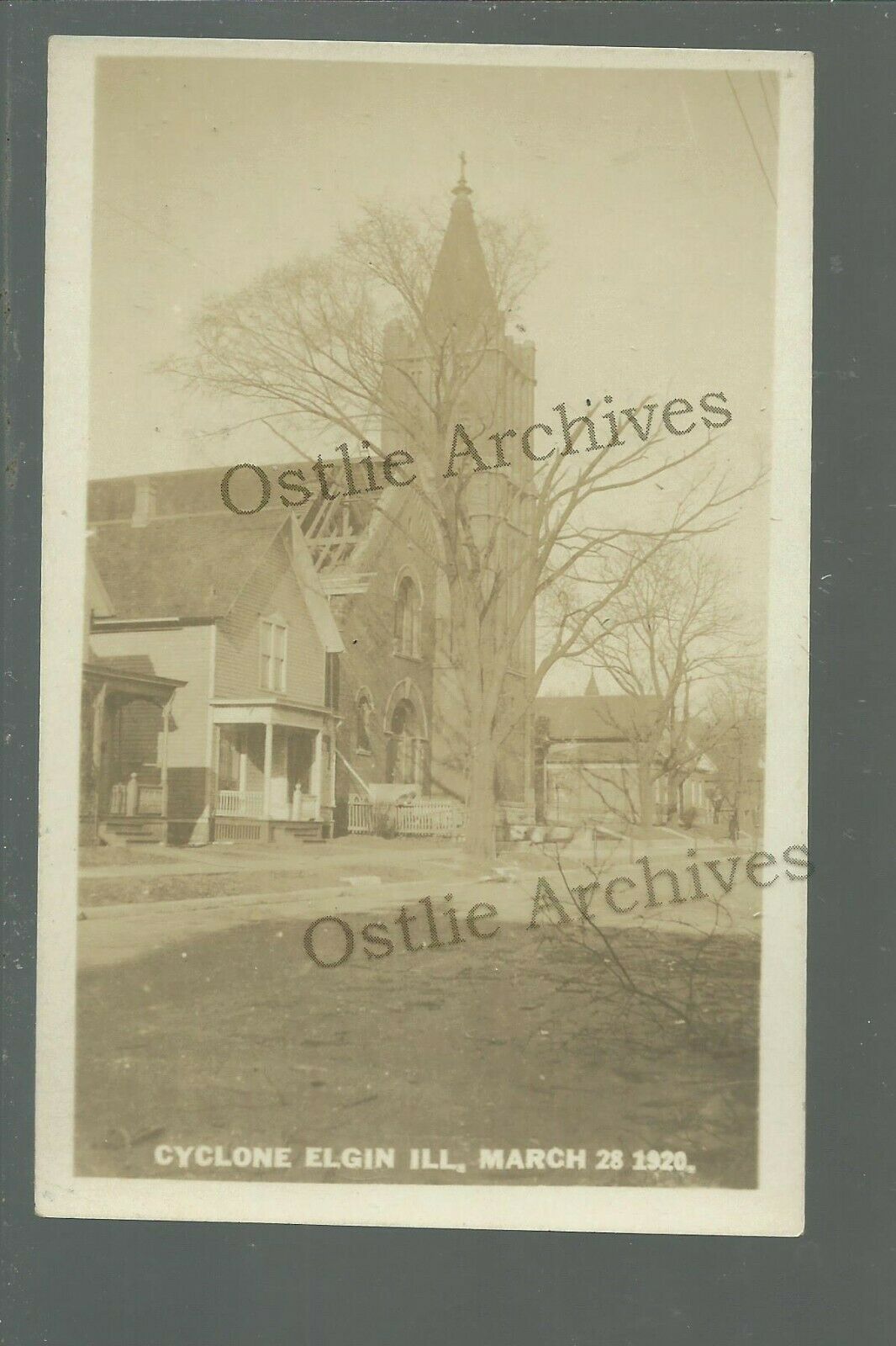 Elgin ILLINOIS RPPC 1920 TORNADO RUINS Disaster Cyclone CHURCH nr St ...