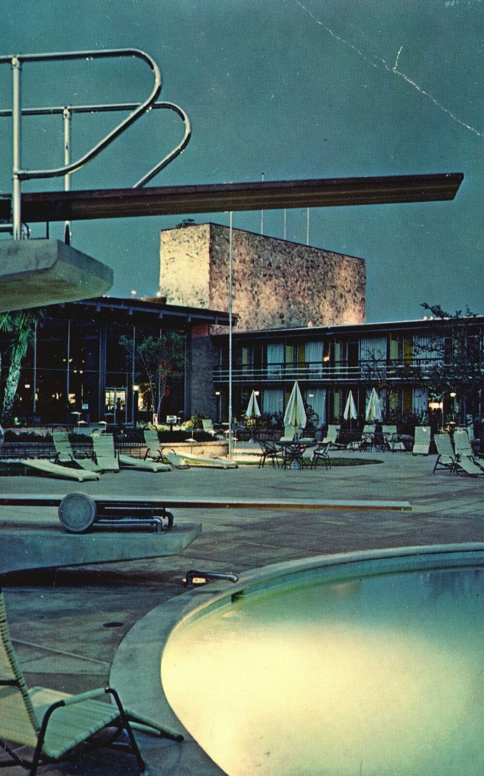 Vintage Postcard Marriott Motor Hotel Patio & Pool At Night Dallas ...