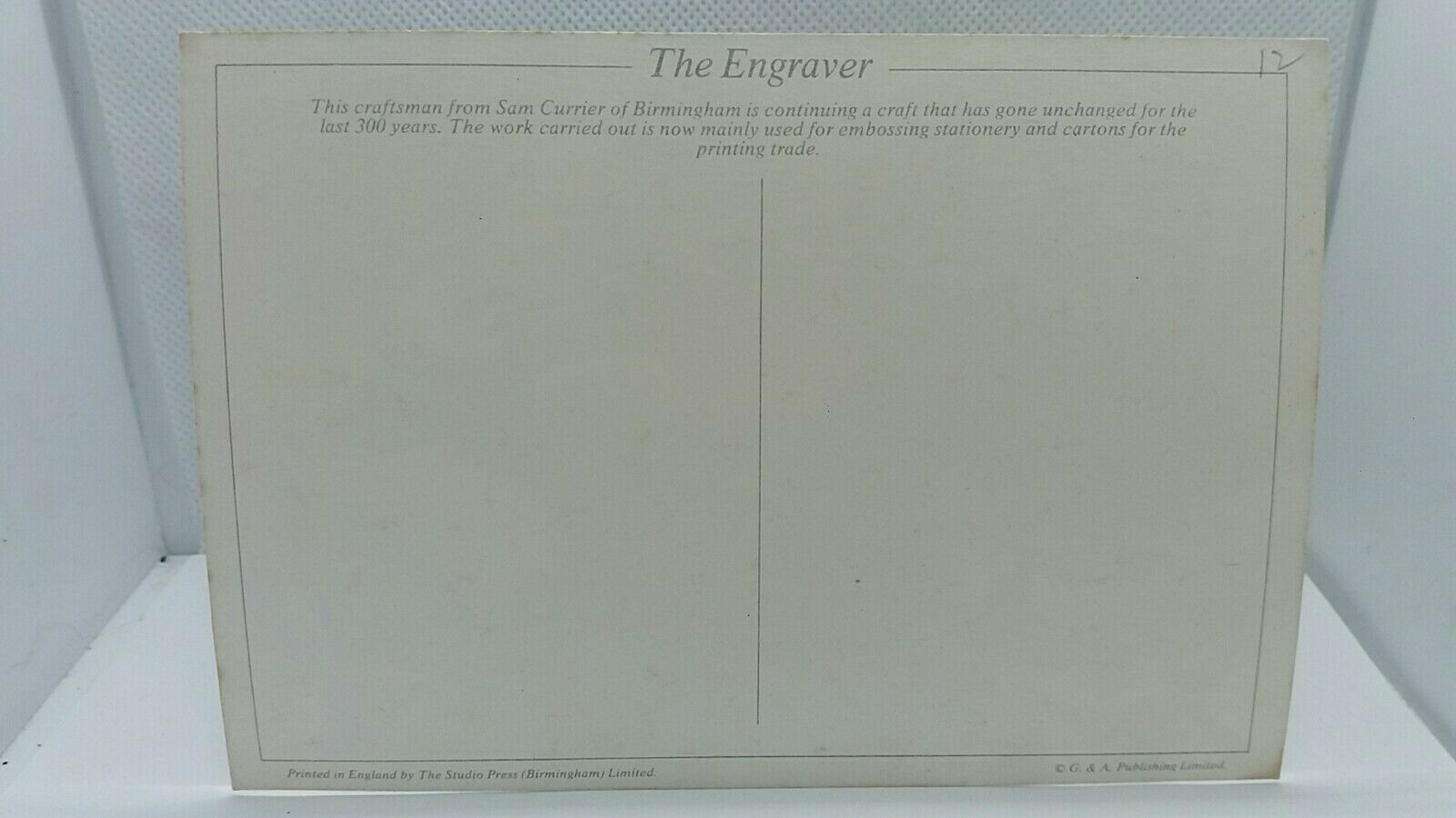 Vintage Postcard Engraver Busy at Work Sam Currier Birmingham Printer ...