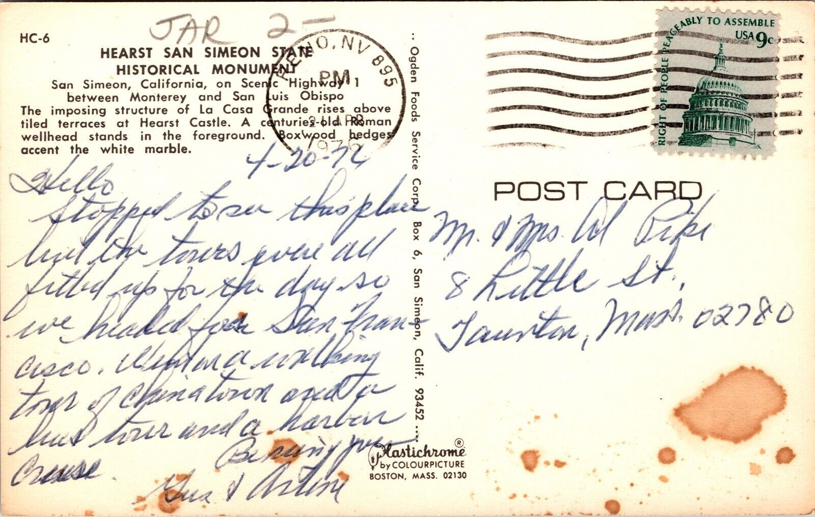 Hearst San Simeon State Historical Monument California CA Postcard PM ...