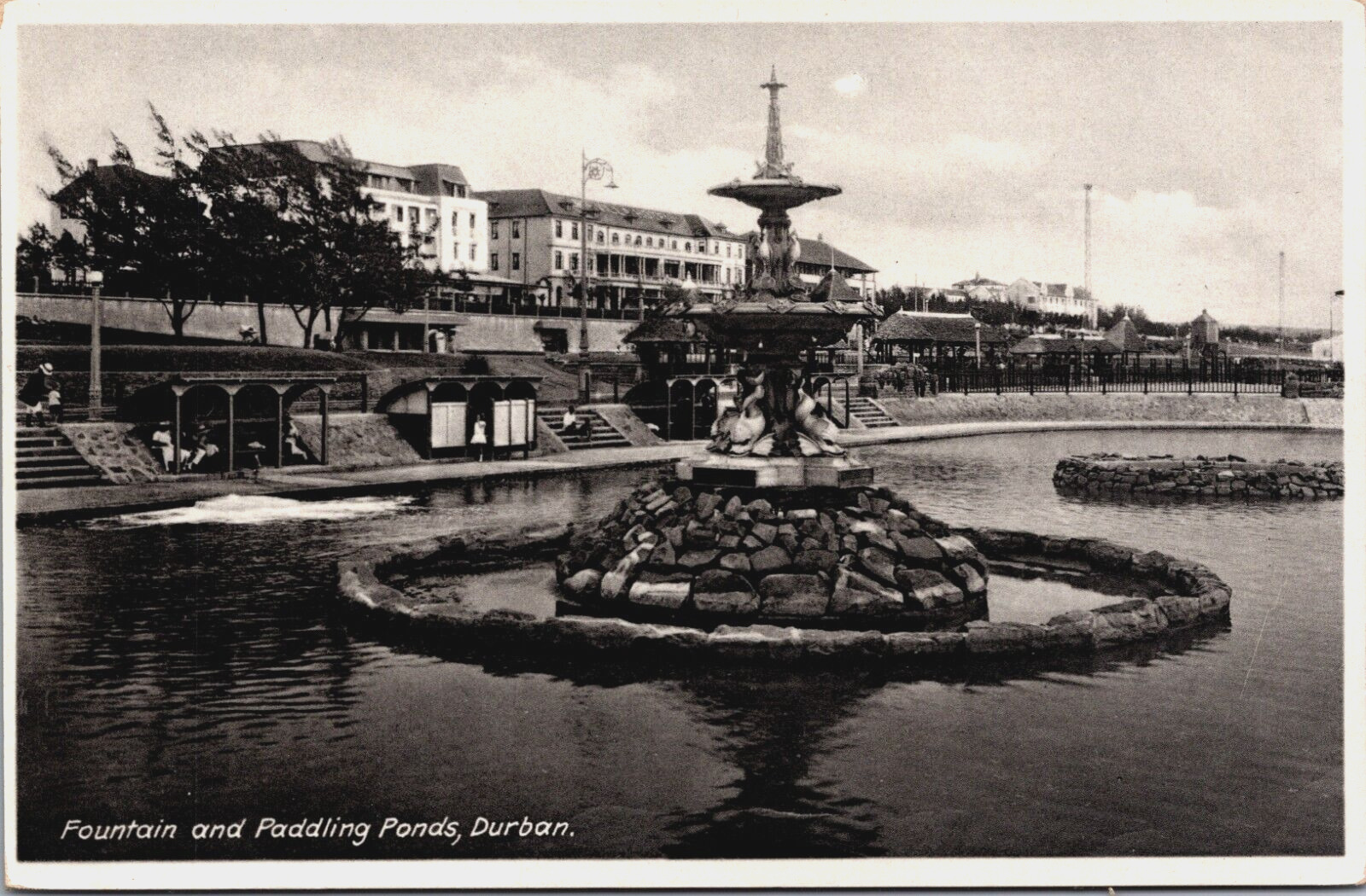 South Africa Fountain and Paddling Ponds Durban Vintage Postcard C039 ...