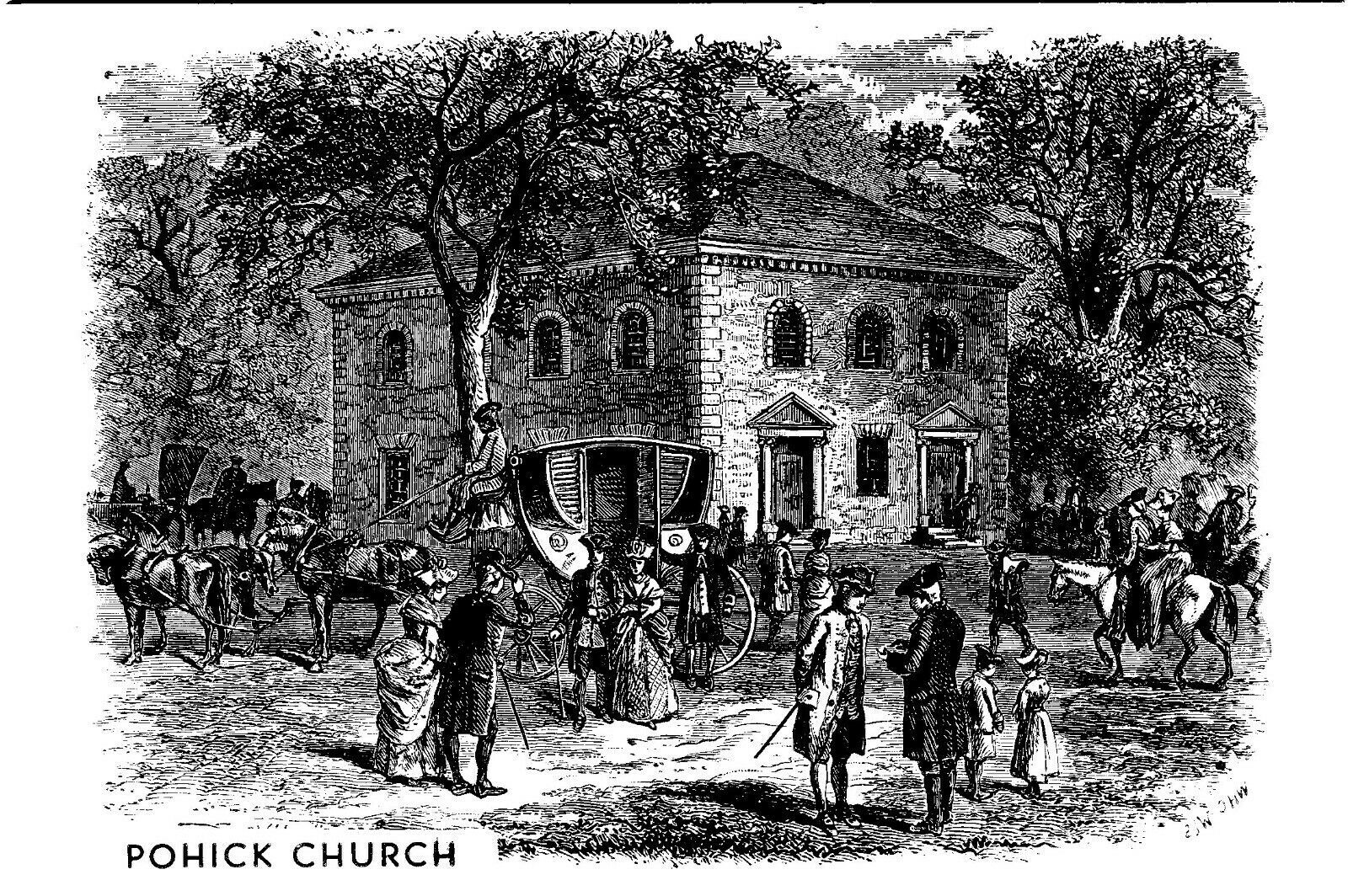 Vintage Pohick Church from Old Print Lorton Virginia VA Postcard Horse ...